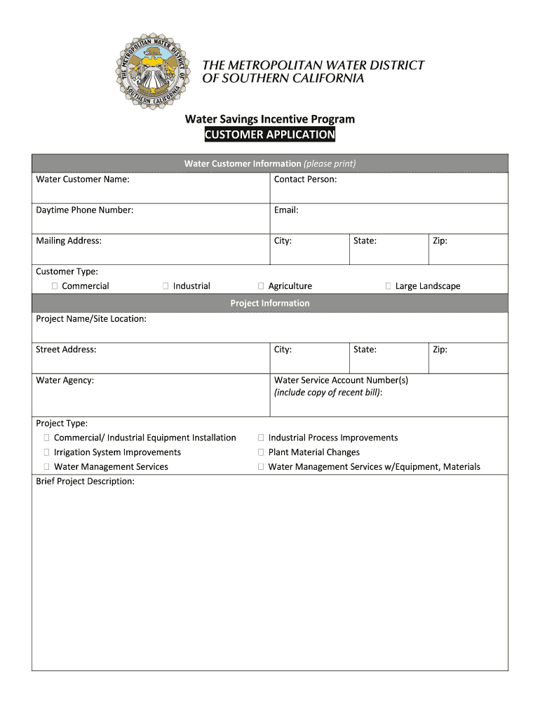 Fillable Online Water Customer Information (please print) Fax Email ...