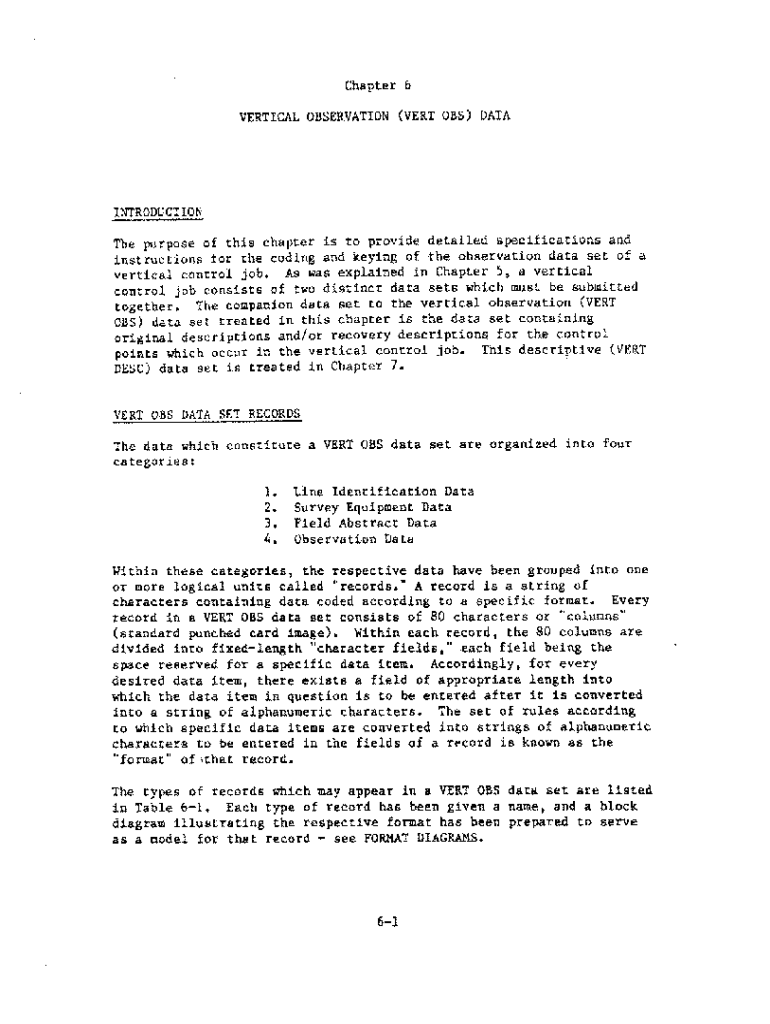 Fillable Online geodesy noaa VERTICAL OBSERVATION VERT OBS DATA ...