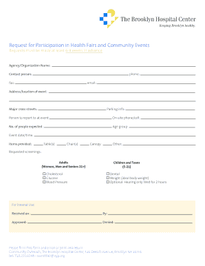 Fillable Online Request for Participation in Health Fairs and Community ...