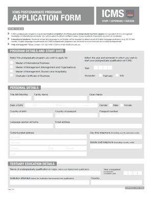 Fillable Online international-student-office ICMS POSTGRADUATE PROGRAMS ...