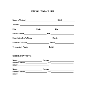 Fillable Online ercoinc SCHOOL CONTACT LIST - Educational Resource ...