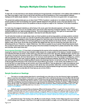 Fillable Online Sample Multiple-Choice Test Questions Fax Email Print ...