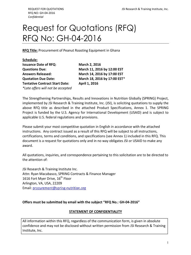 Fillable Online spring-nutrition Request for Quotations RFQ RFQ No GH-04-2016 - spring-nutrition ...