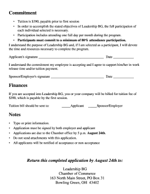 Fillable Online bgchamber Commitment - BG Chamber - bgchamber Fax Email ...
