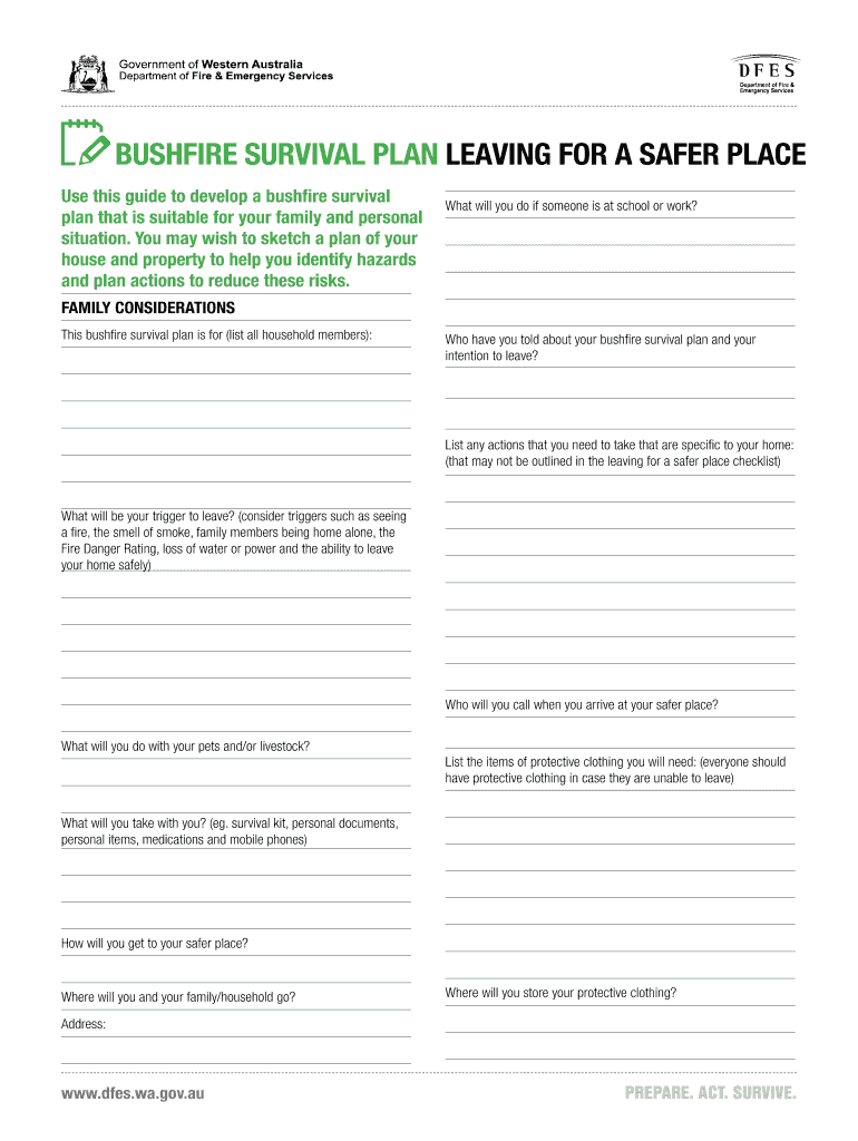 Fillable Online Bushfire survival plan - Are you bushfire ready Fax ...