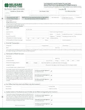 Fillable Online systematic investment plan (sip) Registration cum mandate form for ecs First ...