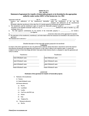 Fillable Online Statement of agreement for transfer of immovable ...