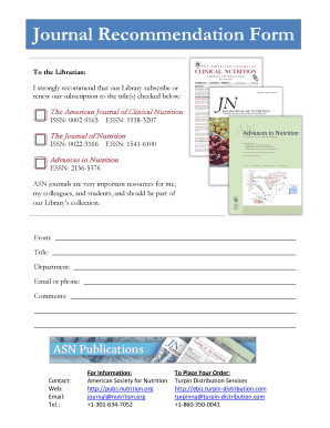 Fillable Online Journal Recommendation Form Fax Email Print - pdfFiller