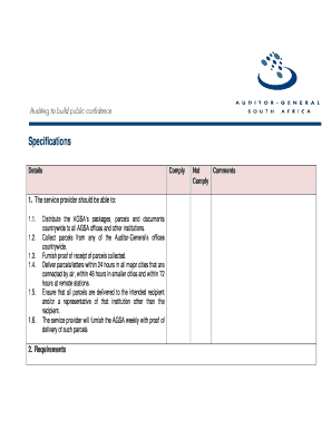 Fillable Online Specifications - AGSA Fax Email Print - pdfFiller
