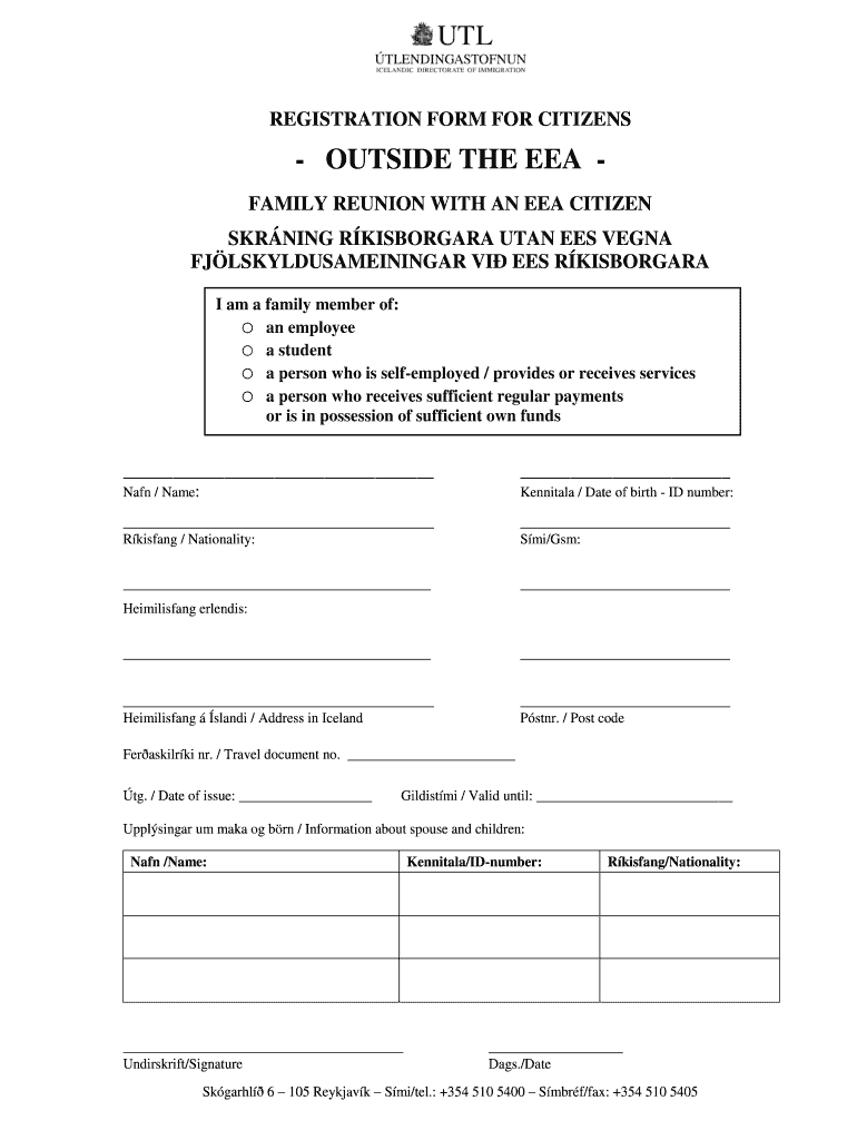 Fillable Online REGISTRATION FORM FOR CITIZENS - OUTSIDE THE EEA Fax ...