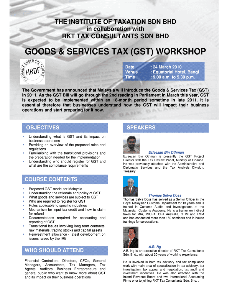 Fillable Online GST Seminar Flyer Amended Version 02doc Fax Email Print ...