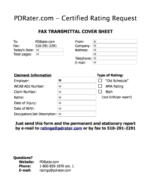 Fillable Online PDRatercom - Certified Rating Request Fax Email Print ...