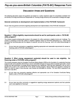 Fillable Online bcsea Pay-as-you-save-British Columbia PAYS-BC Response ...