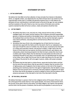 Fillable Online STATEMENT OF FAITH - nbseminaryca Fax Email Print ...