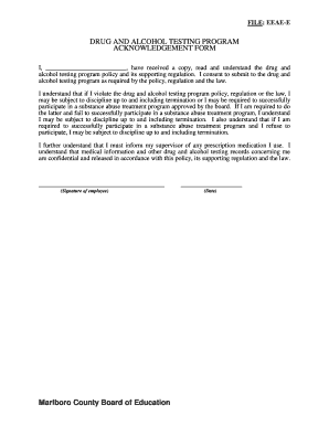 Fillable Online FILE: EEAEE DRUG AND ALCOHOL TESTING PROGRAM ...