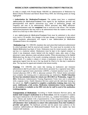 Fillable Online MEDICATION ADMINISTRATION/TREATMENT PROTOCOL Fax Email ...