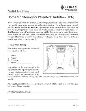 Fillable Online Home Monitoring for Parenteral Nutrition TPN Fax Email ...