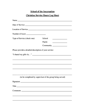 Fillable Online Christian Service Hours Log Sheet Fax Email Print ...