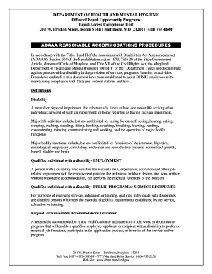 Fillable Online dhmh state md DHMH ADA Reasonable Accommodations ...