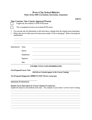Fillable Online documents provo 4180 F1 New Courses Approval Process FINAL Fax Email Print ...