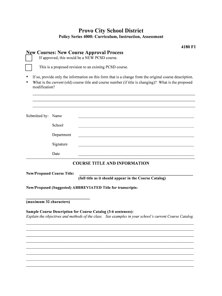 Fillable Online documents provo 4180 F1 New Courses Approval Process ...