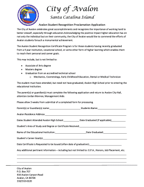 Fillable Online student recognition certificate applicationdocx Fax ...