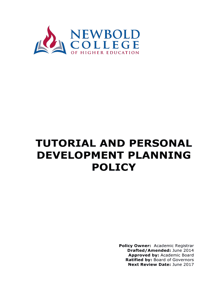 Fillable Online newbold ac Tutorial and Personal Development Planning ...