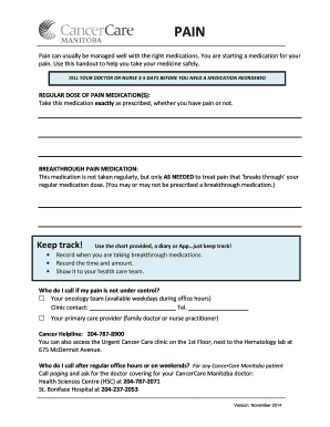 Fillable Online PAIN Pain can usually be managed well with the right ...
