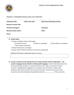 Fillable Online CRCAIH Project Termination Closeout Form PDF Fax Email ...