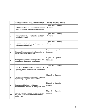 Fillable Online Checklist for Internal Audit Target Setting Objective ...