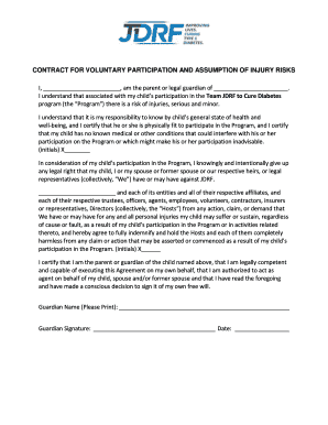 Fillable Online CONTRACT FOR VOLUNTARY PARTICIPATION AND ASSUMPTION OF ...