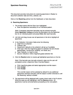 Fillable Online Specimen Receiving Fax Email Print - pdfFiller