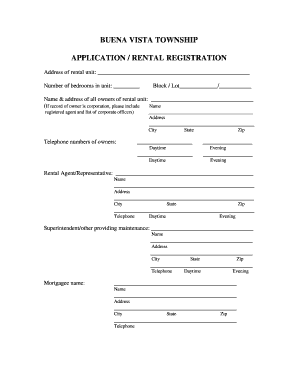 Fillable Online APPLICATION RENTAL REGISTRATION Fax Email Print - pdfFiller