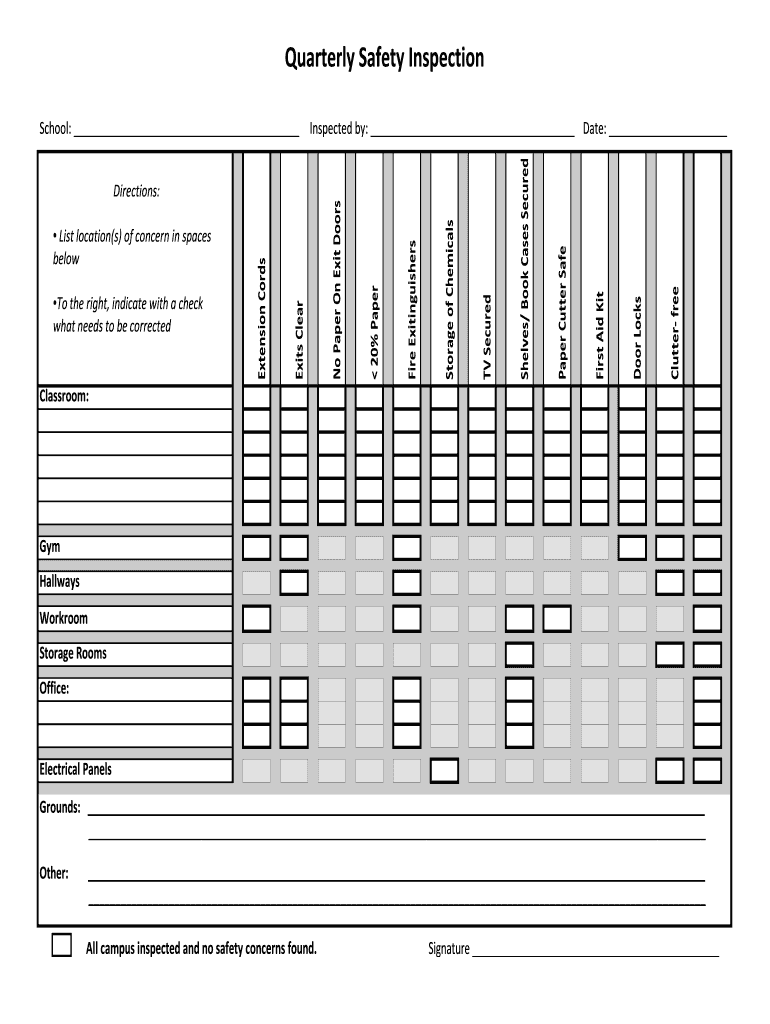 Fillable Online secceducation Quarterly Safety Inspection ...