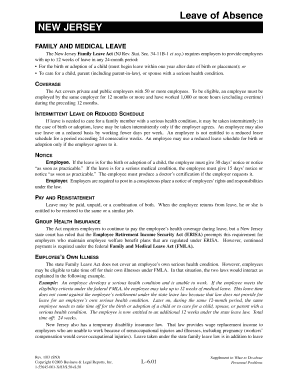 Fillable Online The New Jersey Family Leave Act (NJ Rev Fax Email Print ...
