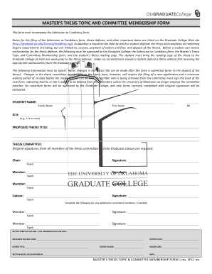 Fillable Online psc ou Masters Thesis Topic Committee Membership Form Fax Email Print - pdfFiller