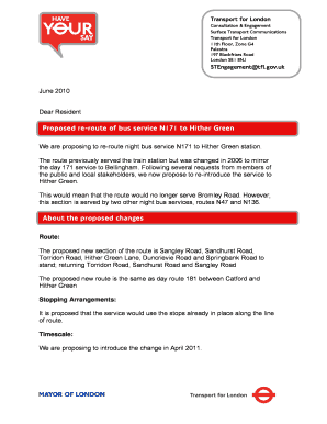 Fillable Online consultations tfl gov Route N171 Public Consultation ...