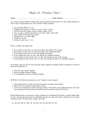 Fillable Online Math 13 - Practice Test 1 Fax Email Print - pdfFiller