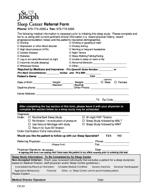 Fillable Online st-joseph Sleep Center Referral Form - St Joseph - st ...