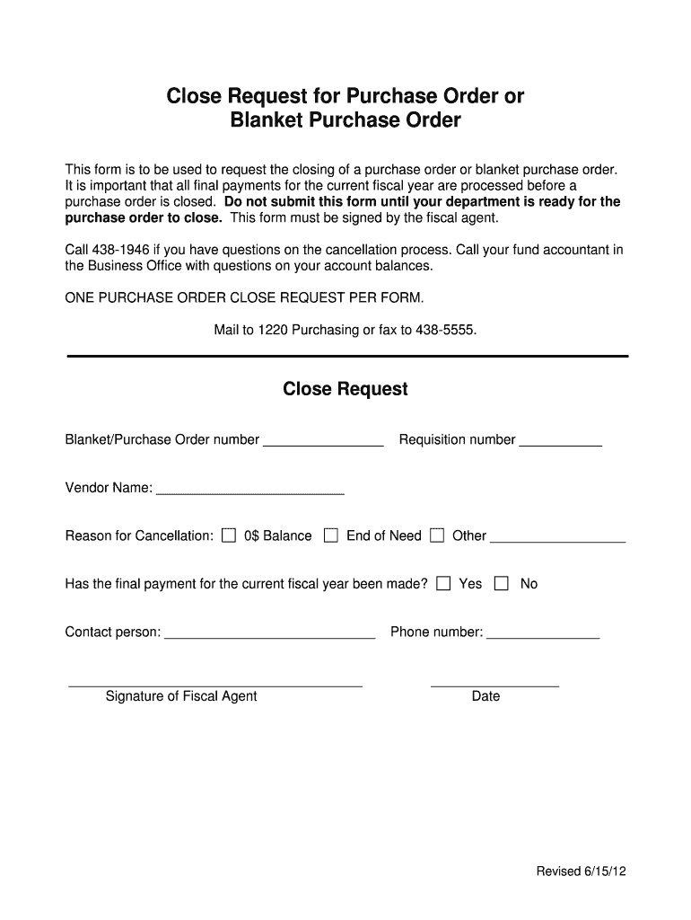 Fillable Online purchasing illinoisstate Close Request for Purchase ...