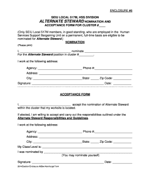 Fillable Online #6 Alt Stw NominationAcceptance Form Fax Email Print ...