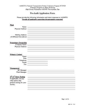Fillable Online Pre-Audit Application Form - ntpeporg Fax Email Print ...