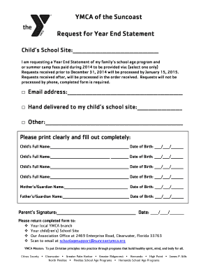Fillable Online ymcasuncoast YMCA of the Suncoast Request for Year End ...