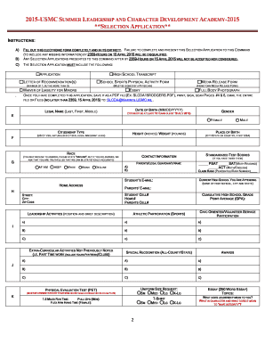 Fillable Online 2015-USMC UMMER LEADERSHIP AND CHARACTER DEVELOPMENT ...