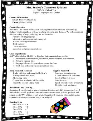 Fillable Online pvs k12 nm Mrs Seaboys Classroom Syllabus - pvs k12 nm ...