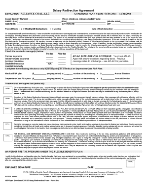Fillable Online Salary Redirection Agreement EMPLOYER ALLIANCE COAL LLC ...