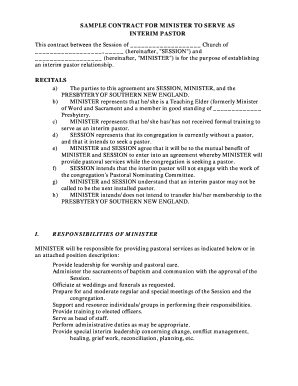 Fillable Online psne SAMPLE CONTRACT FOR MINISTER TO SERVE AS INTERIM ...