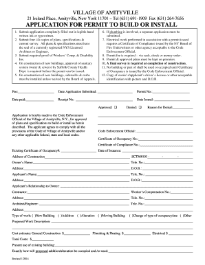 Fillable Online APPLICATION FOR PERMIT TO BUILD OR INSTALL Fax Email ...