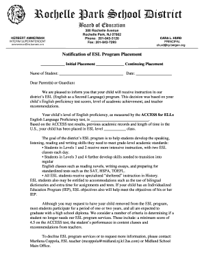 Fillable Online ESL Parent Notification Letter Fax Email Print - pdfFiller
