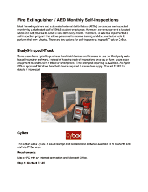 Fillable Online Fire Extinguisher / AED Monthly Self-Inspections Fax ...